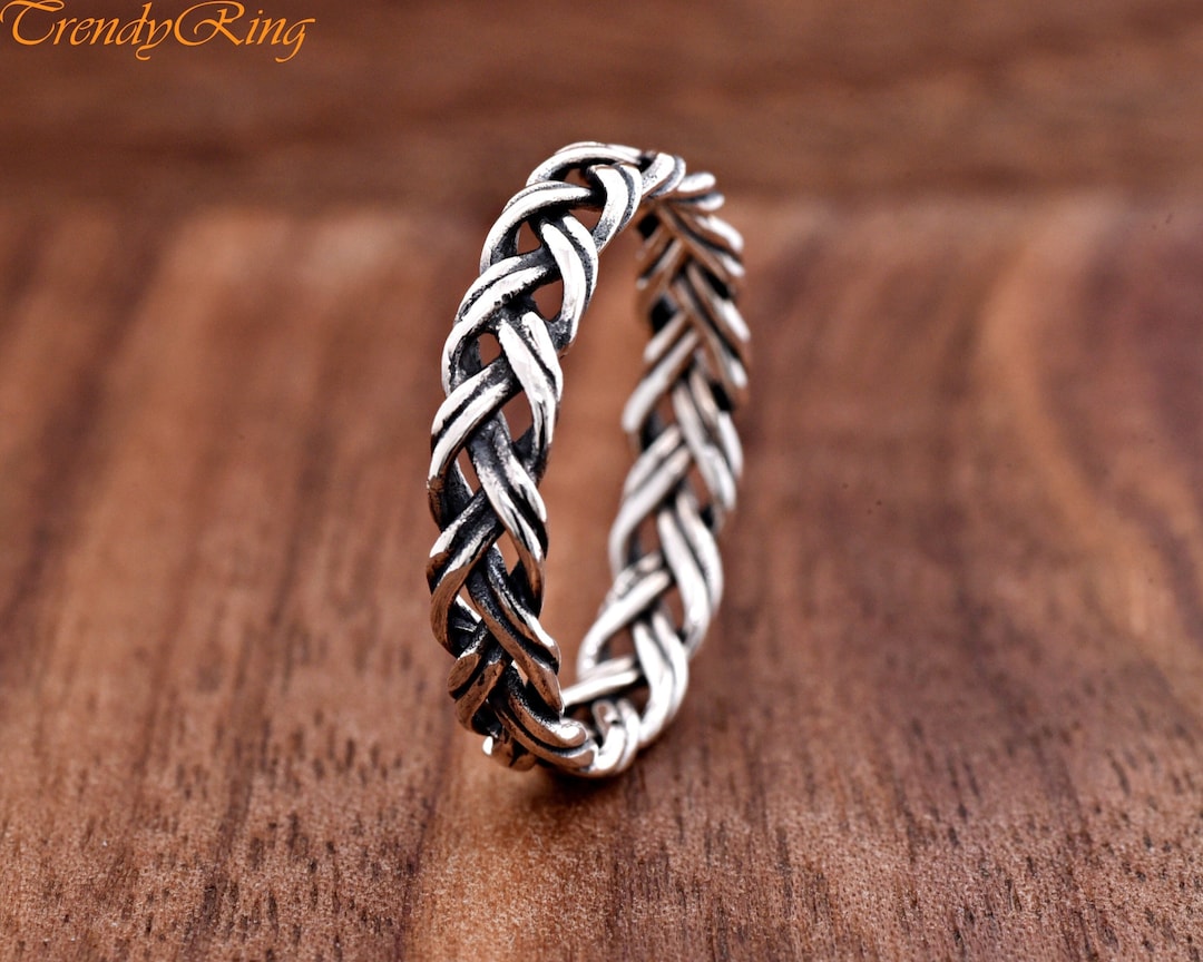 Wire Twisted Braid Knot Eternity Ring Solid 925 Sterling Silver 4mm ...