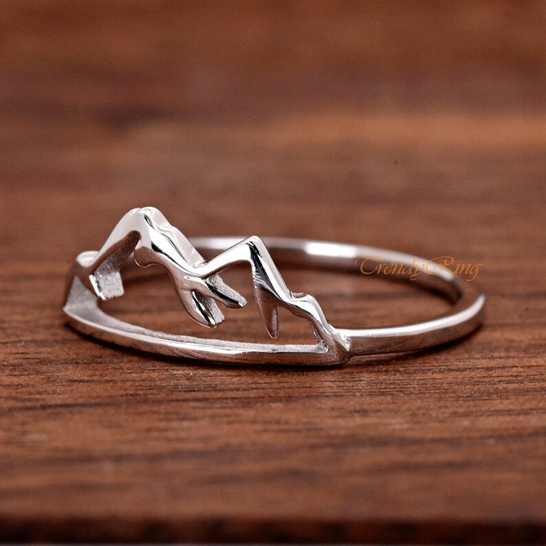 925 Sterling Silver Mountains High Low Range Minimalist Ring, Girls ...