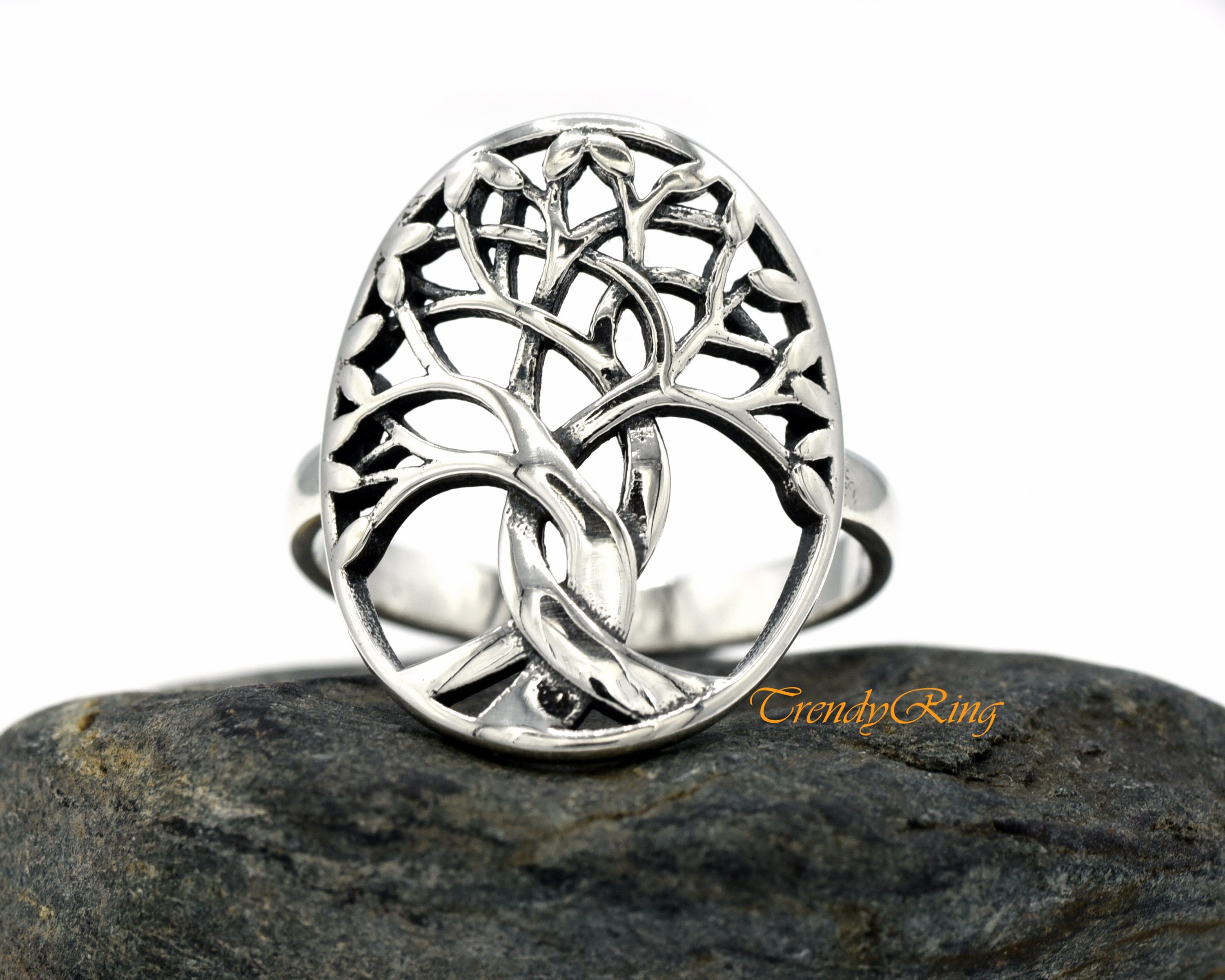 22mm Big Oval Tree of Life Ring Tree of Life Vintage Silver - Etsy