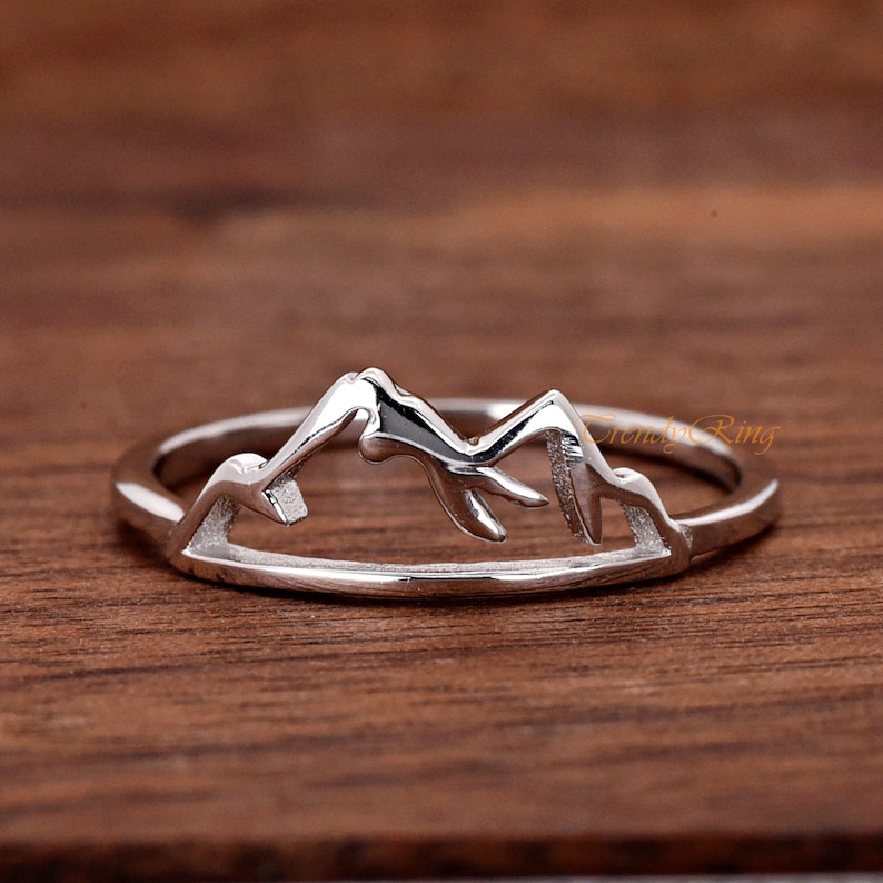 925 Sterling Silver Mountains High Low Range Minimalist Ring, Girls ...
