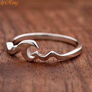 Solid 925 Sterling Silver Big & Small Ocean Waves Ring Minimalist Design Jewelry Womens Nautical ...