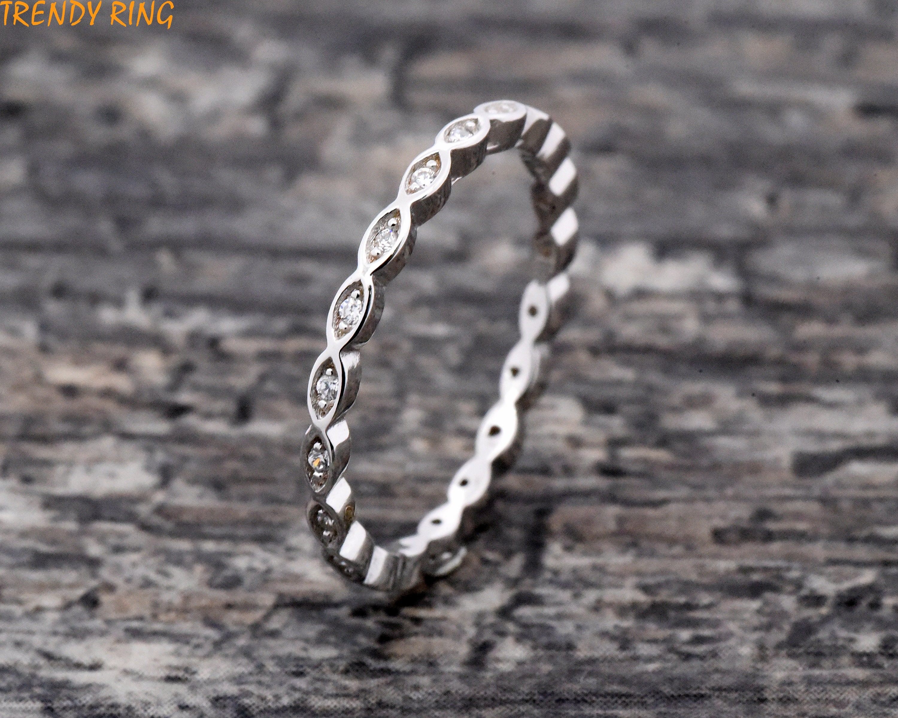 Women Black Eternity Ring CZ Full Eternity Band Skinny 2mm - Etsy