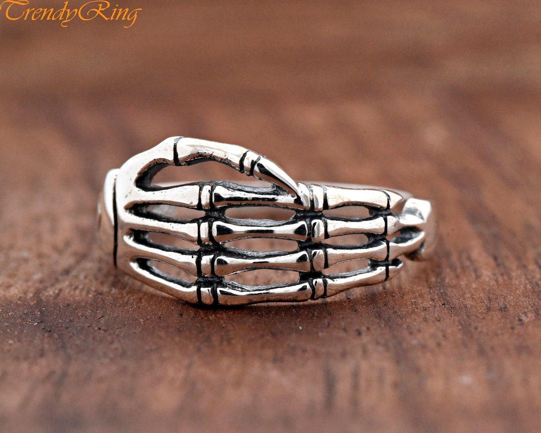 Skeleton Hand Ring, Gothic Hand Ring, Sterling Silver Ring, Halloween ...