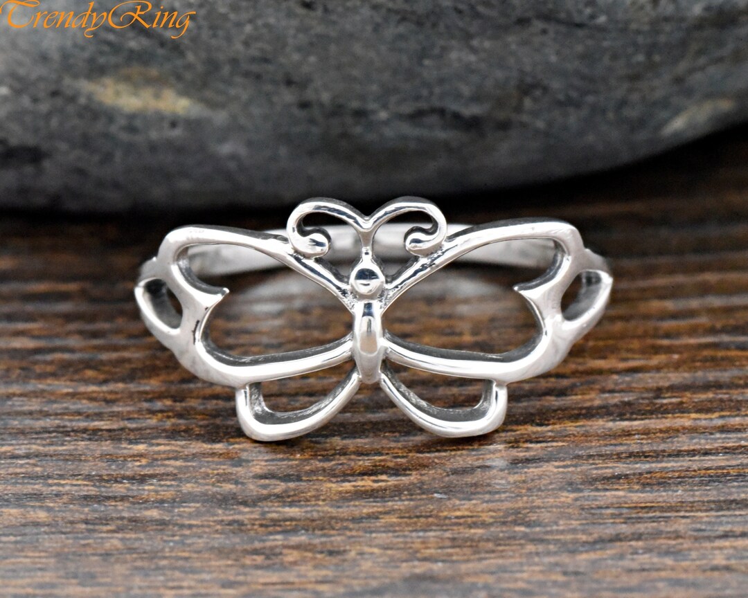 Dainty Butterfly Insect Ring, Solid 925 Sterling Silver Butterlfy Ring ...