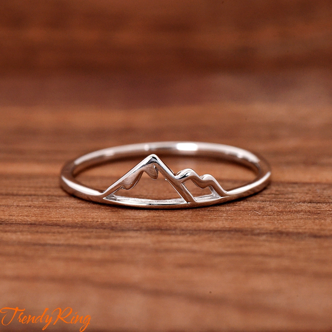 Mountain Ring, Silver Mountain Ring, Womens Girls Mountain Ring, Solid ...