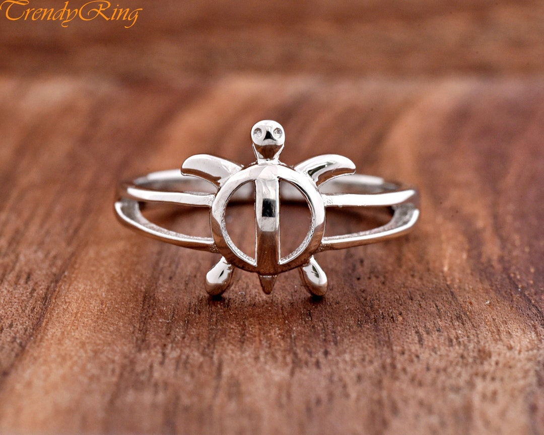 Sea Turtle Ring, Ocean Theme Turtle Ring, Dainty Cute Sterling Silver ...