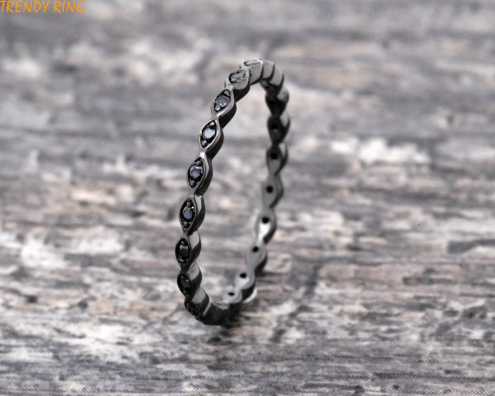 Women Black Eternity Ring CZ Full Eternity Band Skinny 2mm - Etsy