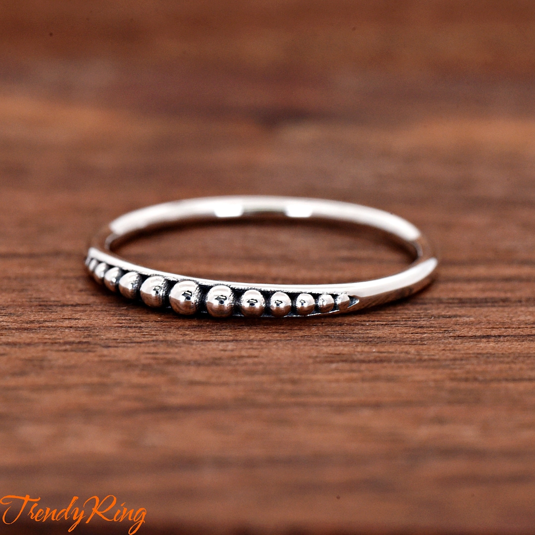 Solid 925 Sterling Silver Oxidized Vintage Style Boho Bali Bead Ball ...