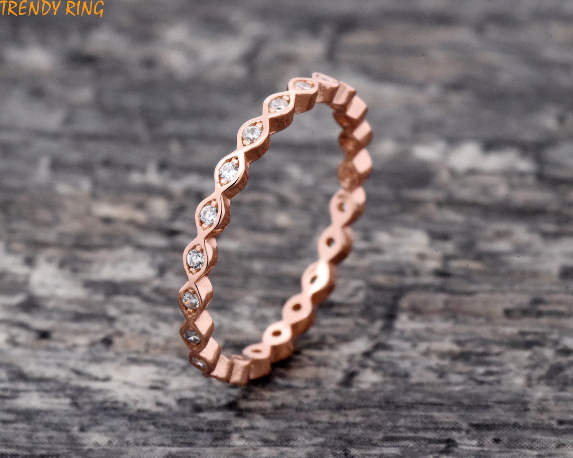 Women Black Eternity Ring CZ Full Eternity Band Skinny 2mm - Etsy