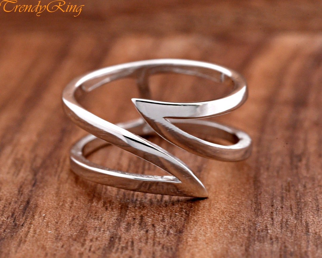 Open Layered Bypass Style Open Adjustable Solid 925 Sterling Silver ...