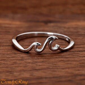 Minimalist Ocean Sea Nautical Big and Small Waves Sterling Silver Ring ...