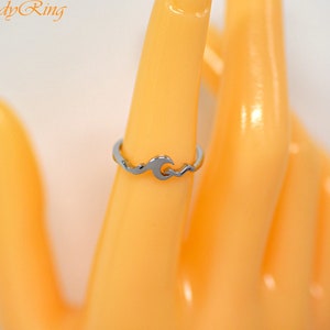 Solid 925 Sterling Silver Big & Small Ocean Waves Ring Minimalist ...