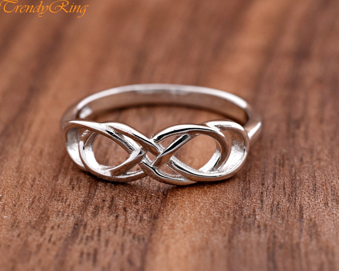 Minimalist Infinity Knot Silver Promise Ring, Solid 925 Sterling Silver ...