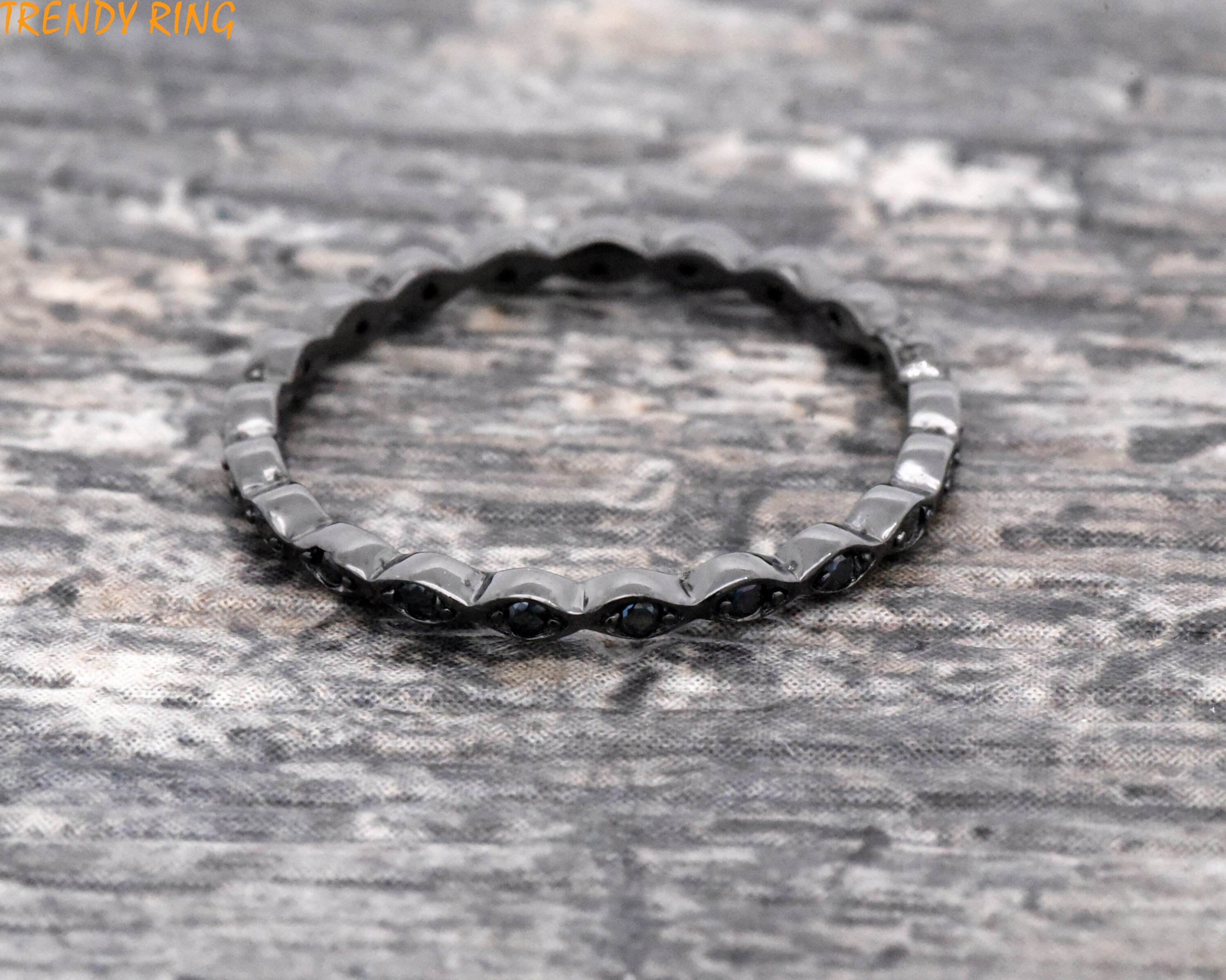 Women Black Eternity Ring CZ Full Eternity Band Skinny 2mm - Etsy