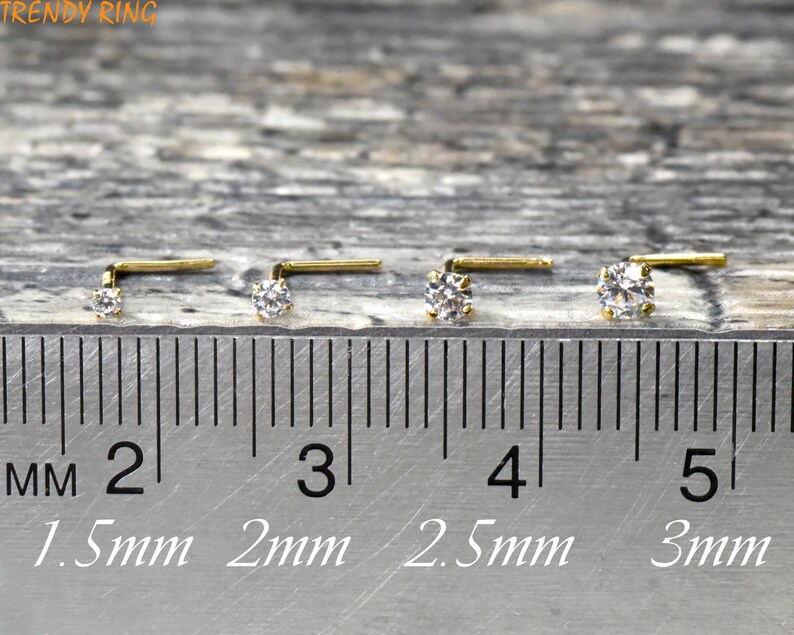 Dainty Solid 14K Gold L Shape Bend Nose Ring 23 Gauge 14K - Etsy