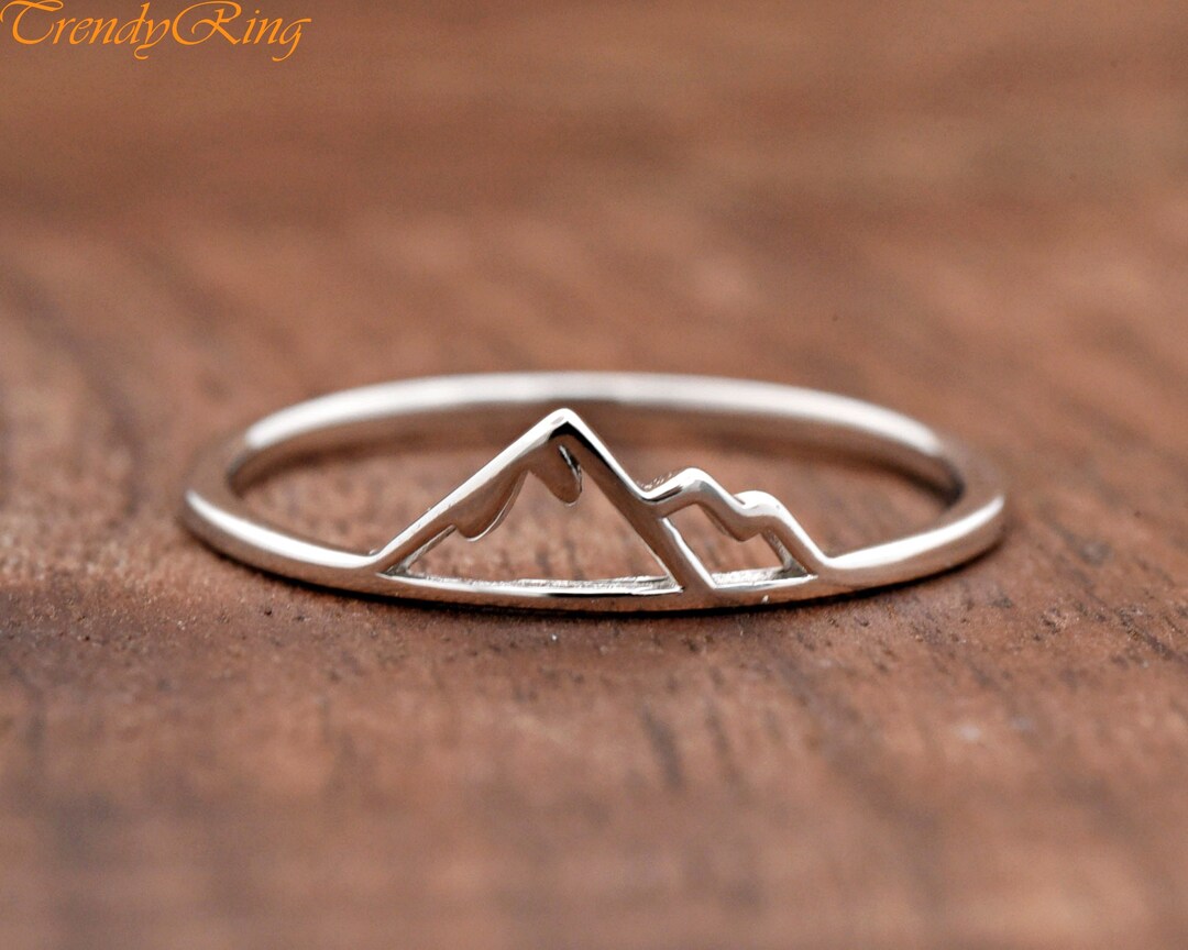 Mountain Ring, Silver Mountain Ring, Womens Girls Mountain Ring, Solid ...