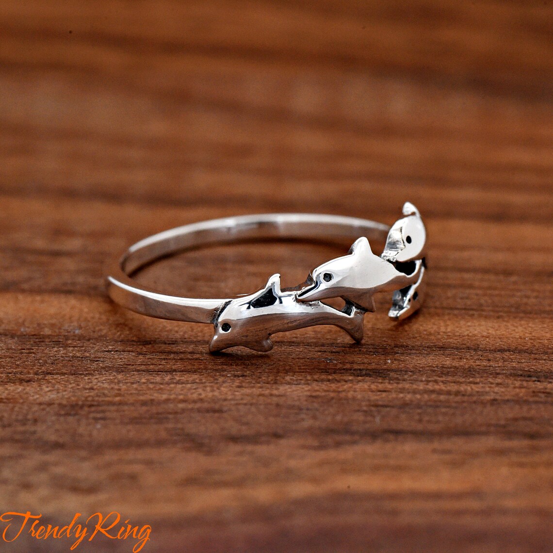 Solid 925 Sterling Silver Dolphin Ring Marine Animal Theme Size 4-11 - Etsy