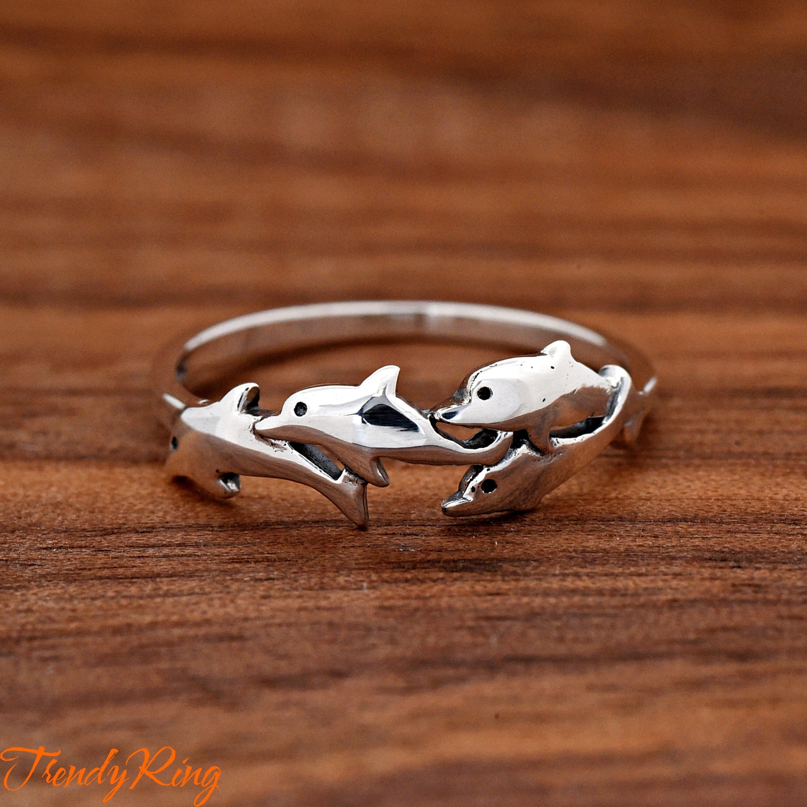 Solid 925 Sterling Silver Dolphin Ring Marine Animal Theme Size 4-11 - Etsy
