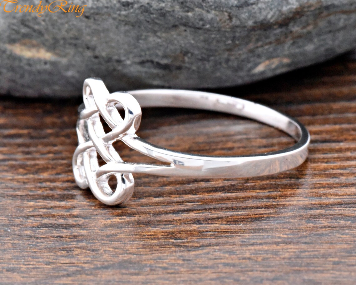 Celtic Endless Heart Knot Promise Ring, Women's Engagement Ring, Solid ...