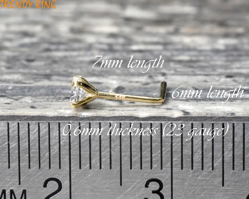 Dainty Solid 14K Gold L Shape Bend Nose Ring 23 Gauge 14K - Etsy