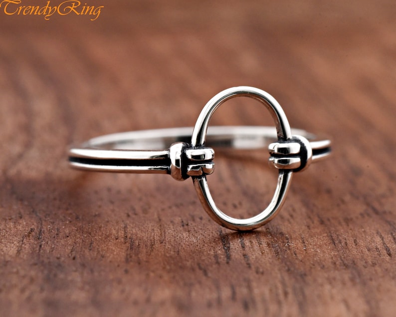 Solid 925 Sterling Silver Dainty Open Oval Side Knot Ring - Etsy