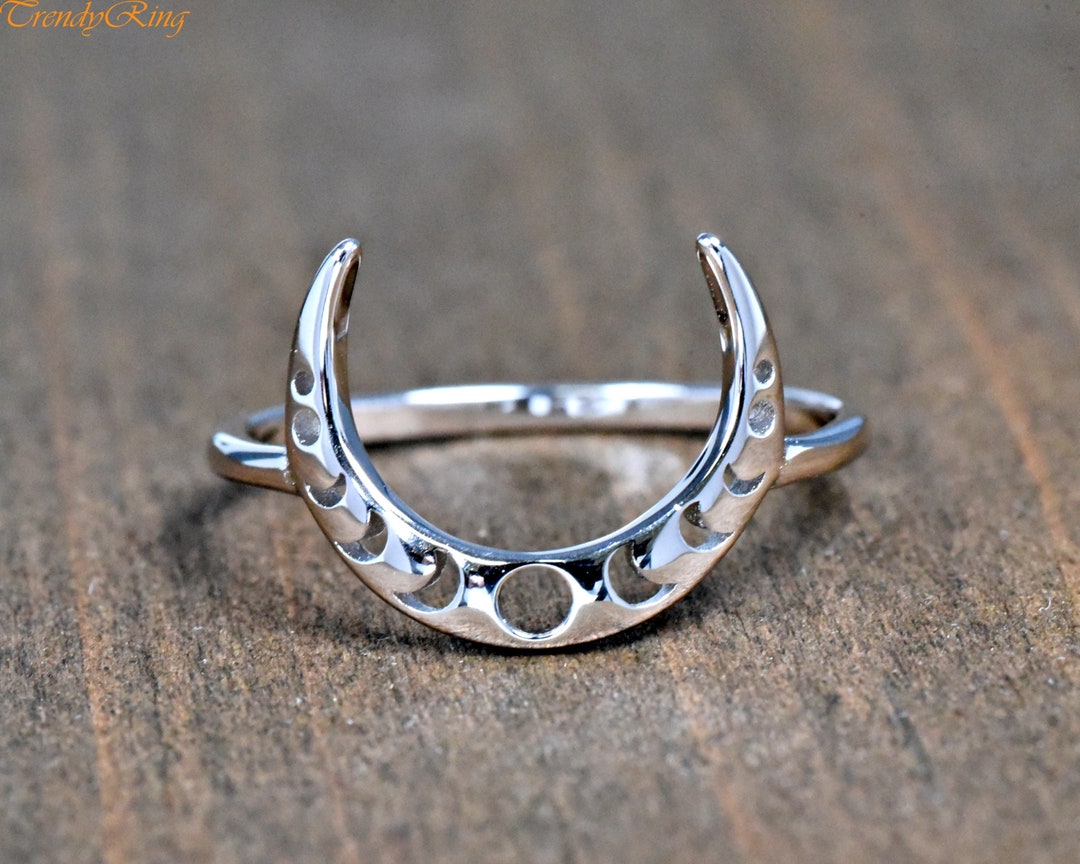 Moon Phases Ring Crecent Moon Ring 925 Sterling Silver Phases Moon ...