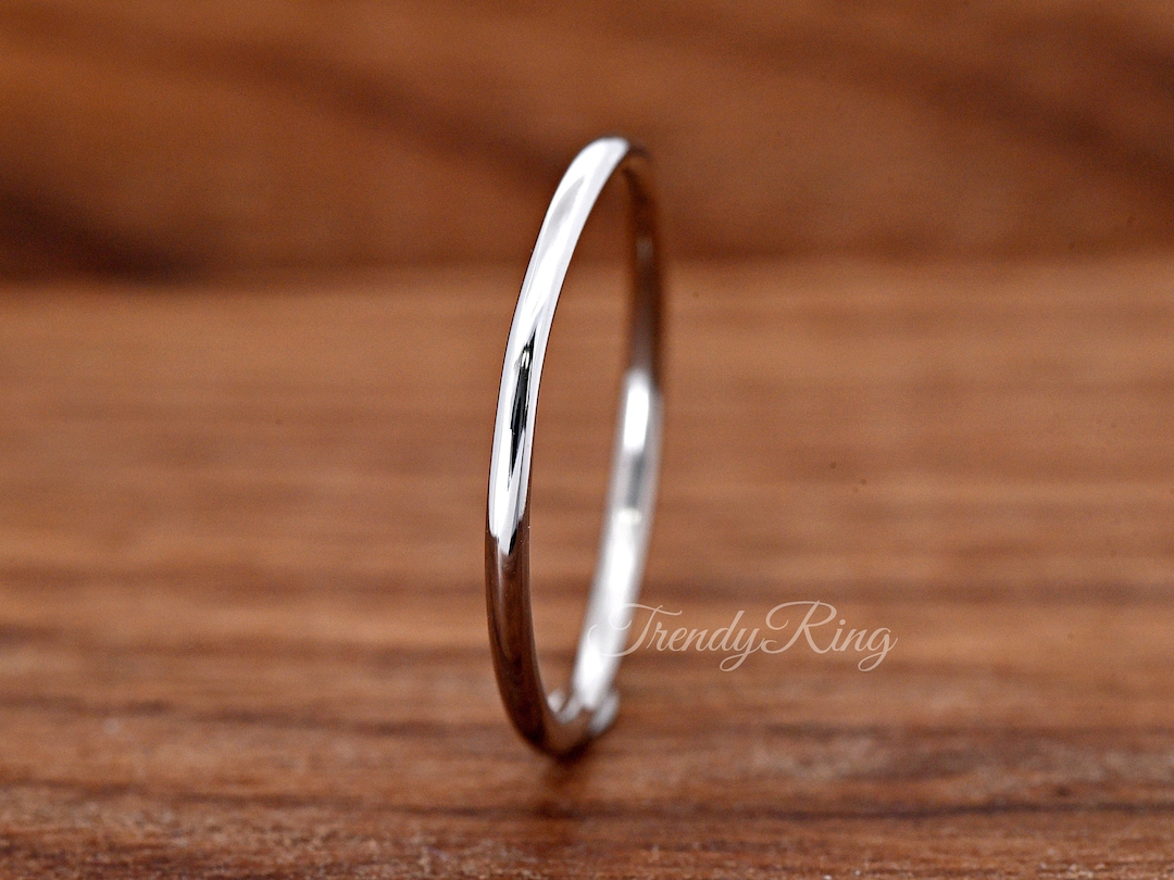 Thin Minimalist High Polished Simple Plain Silver Ring Band / Stackable ...