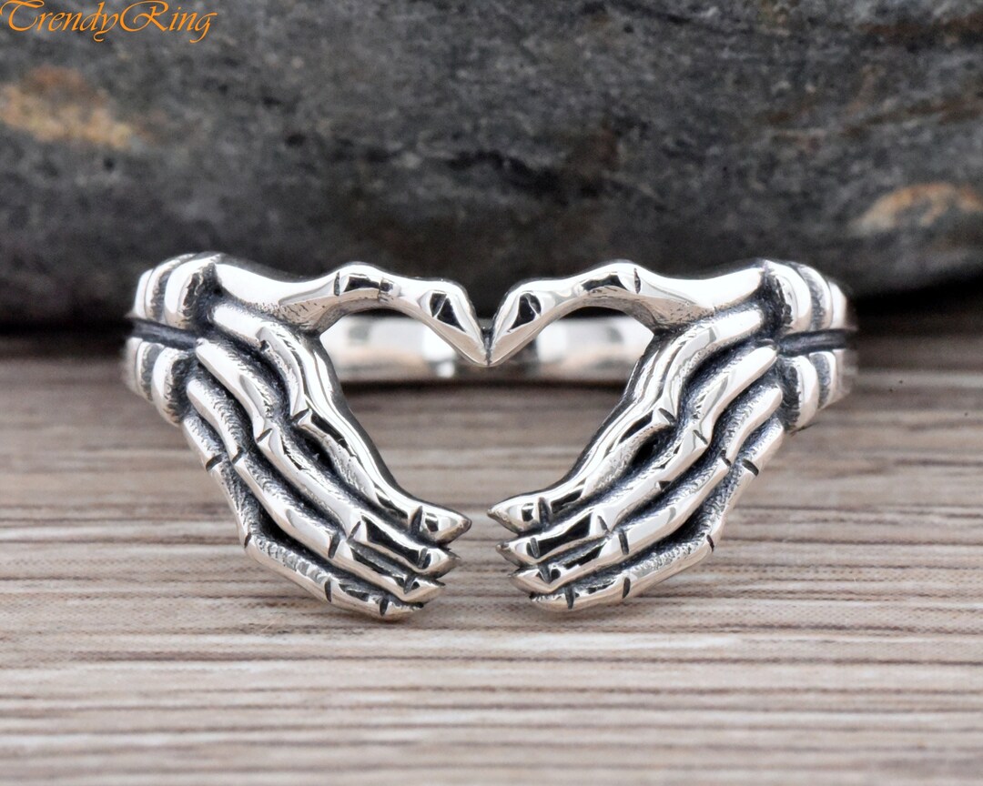Skeleton Hands Heart Ring Gothic Theme Skeleton Hands Ring - Etsy