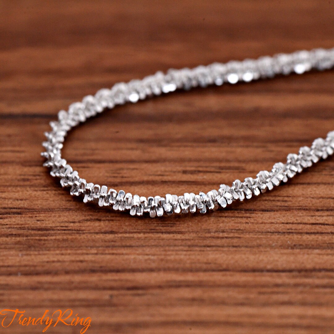 Unique 1.6mm Gauge Diamond Cut Solid 925 Sterling Silver Chain With ...