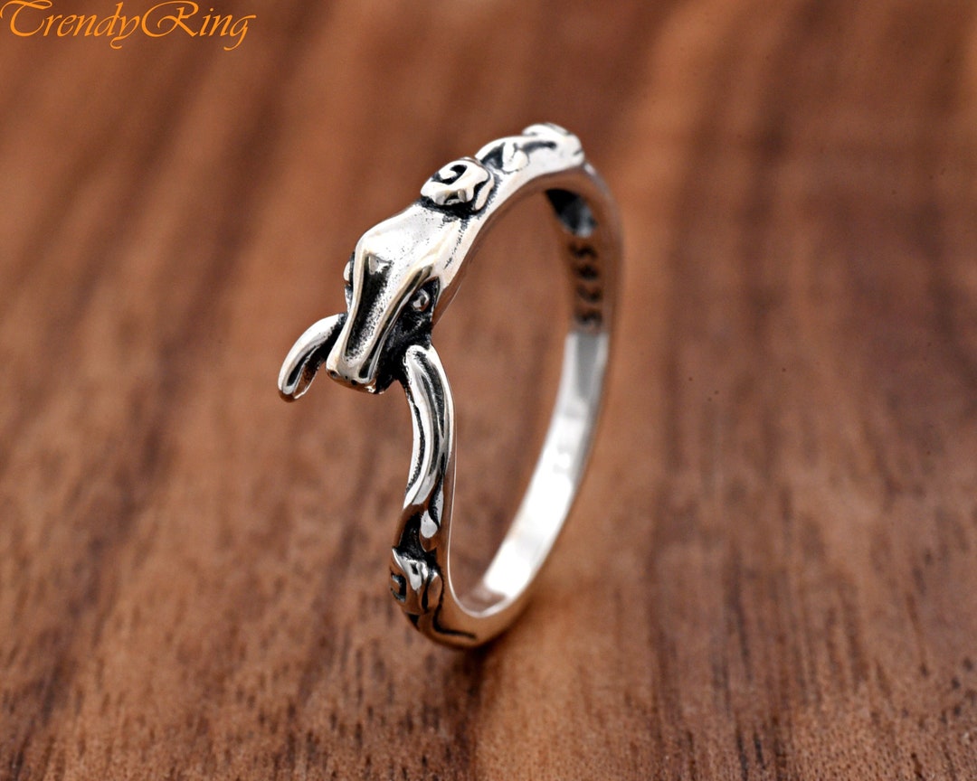 Vintage Style Oxidized Silver Serpent Ouroboros Ring / Solid 925 ...