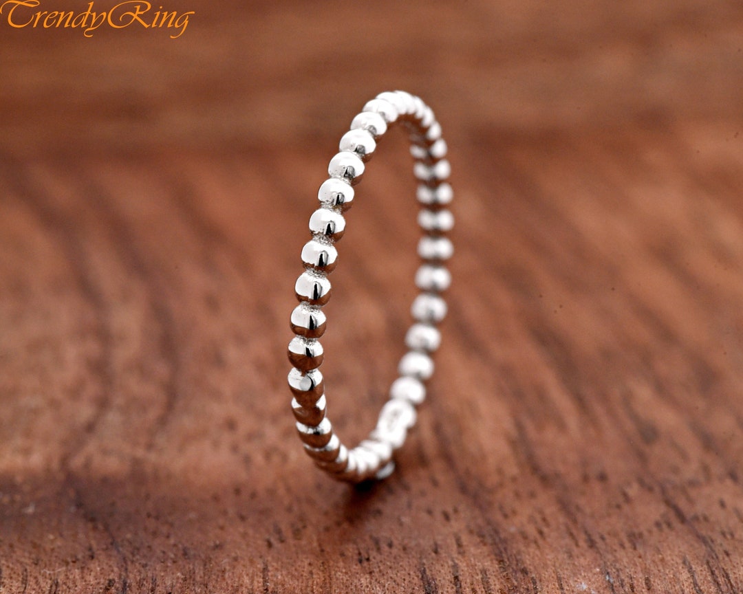Solid 925 Sterling Silver High Polished Simple 1.5mm Thin Bead Ball ...