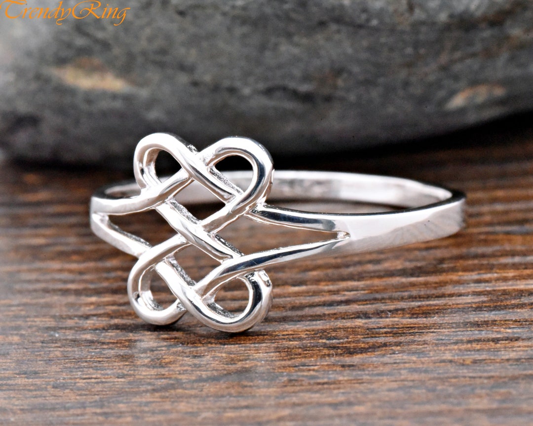 Celtic Endless Heart Knot Promise Ring, Women's Engagement Ring, Solid ...
