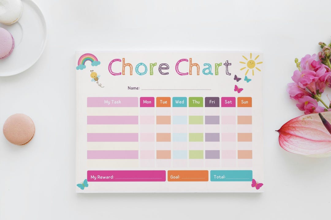 Rainbow Kids Chore Chart: Weekly Schedule, Reward Tracker (PDF ...