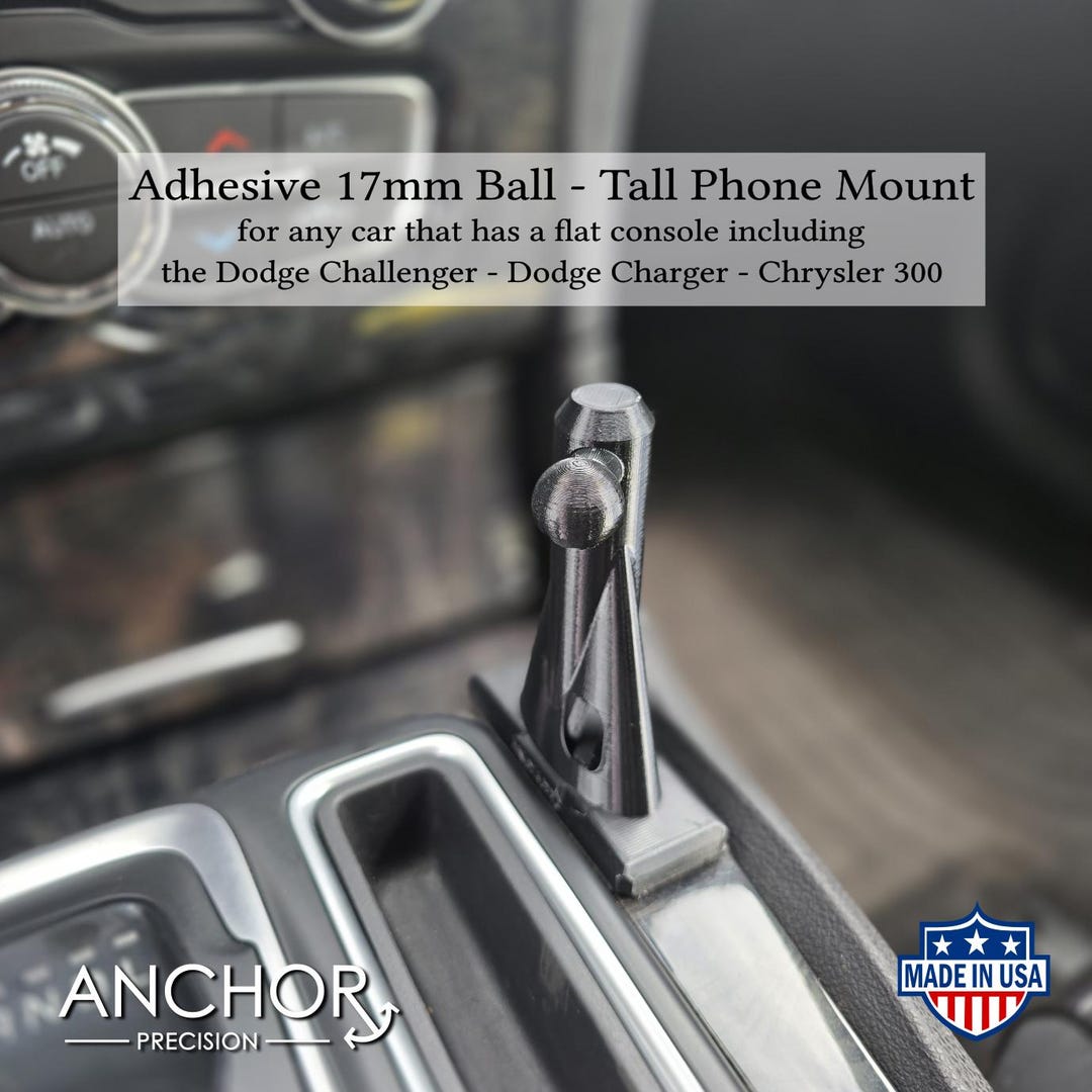 Adhesive 17mm Ball Adapter - 4in Tall Phone Mount for Car Consoles ...