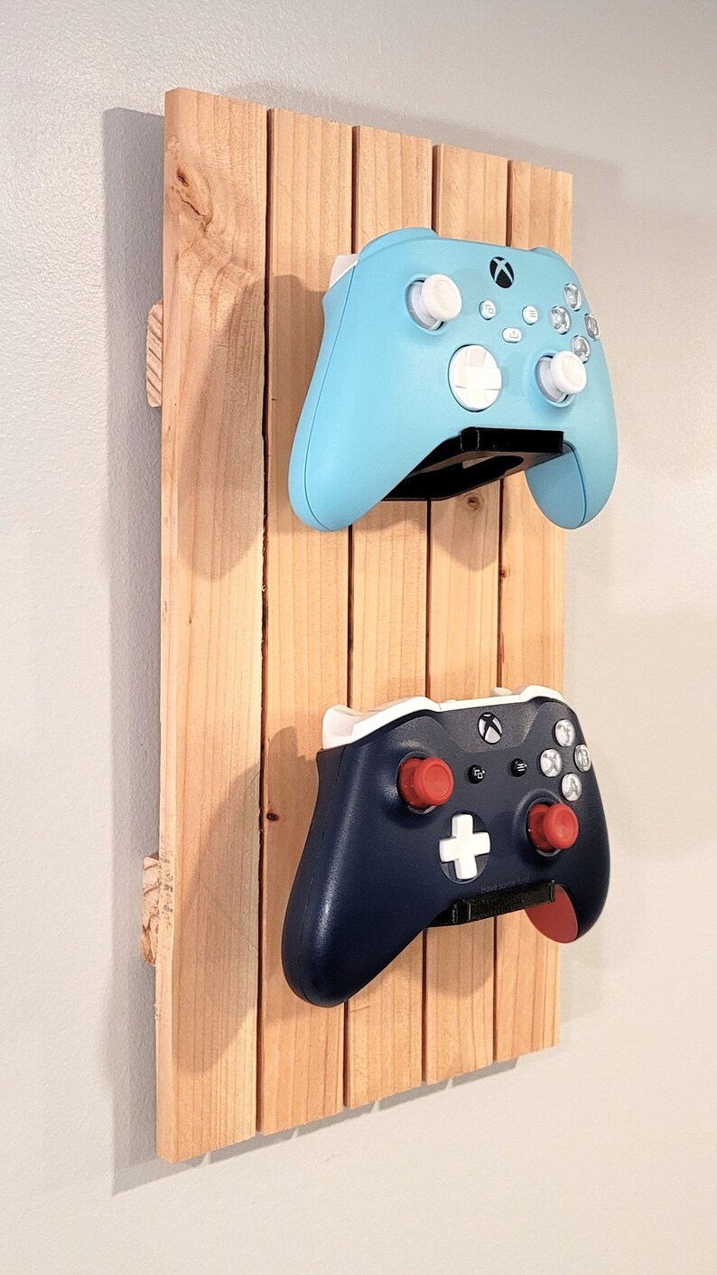 Rustic Raw Wood Video Game Controller Display, Wall Mount, on Slotted ...