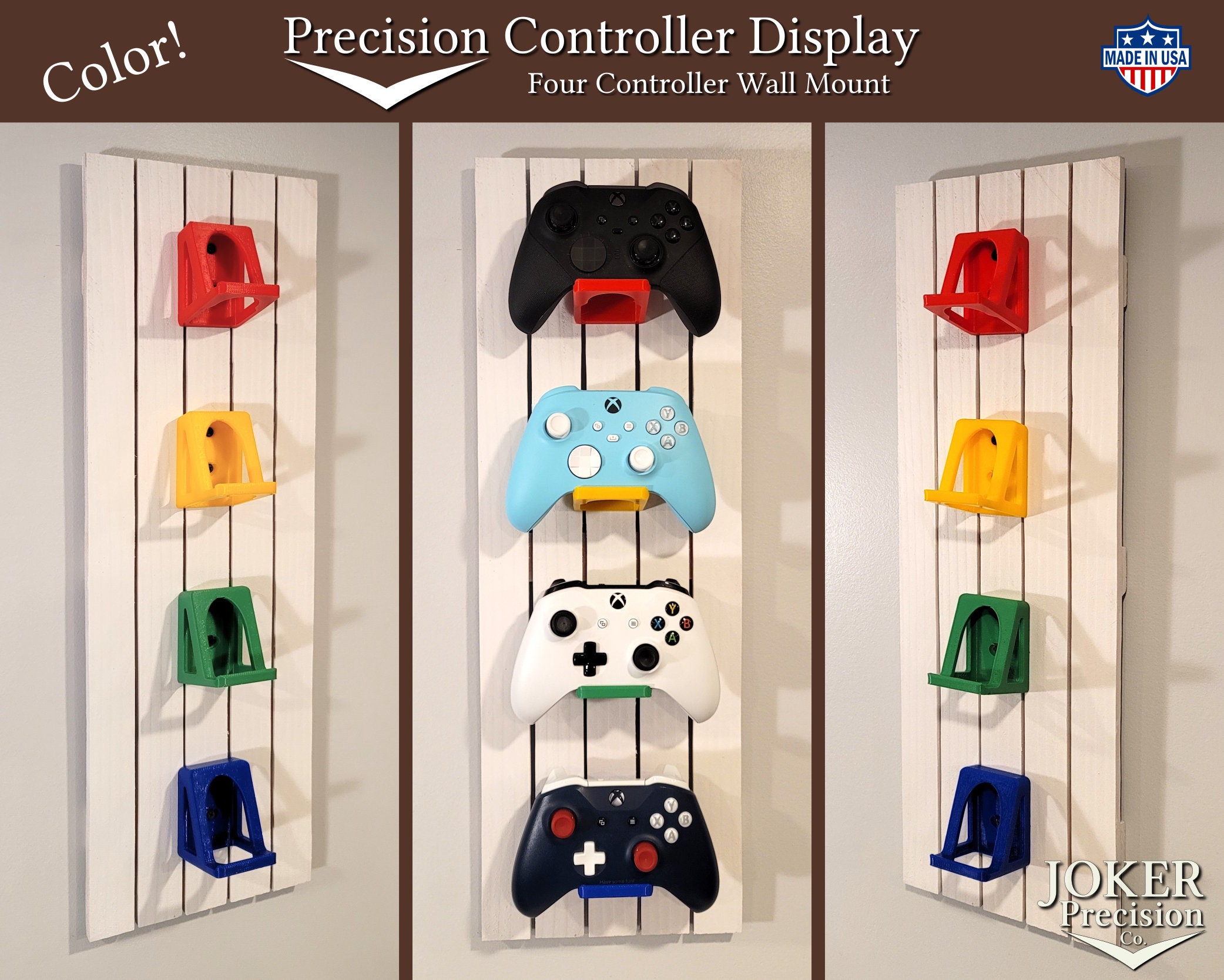 Rustic White Four Color Video Game Controller Display, Organizer ...