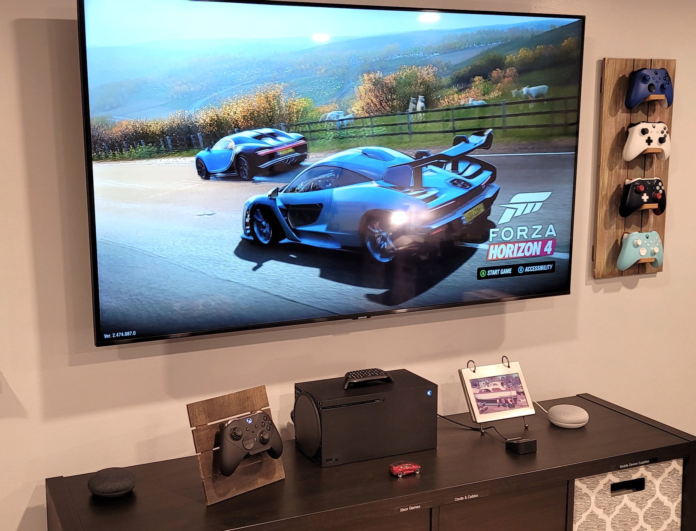 Rustic Raw Wood Video Game Controller Display, Wall Mount, on Slotted ...