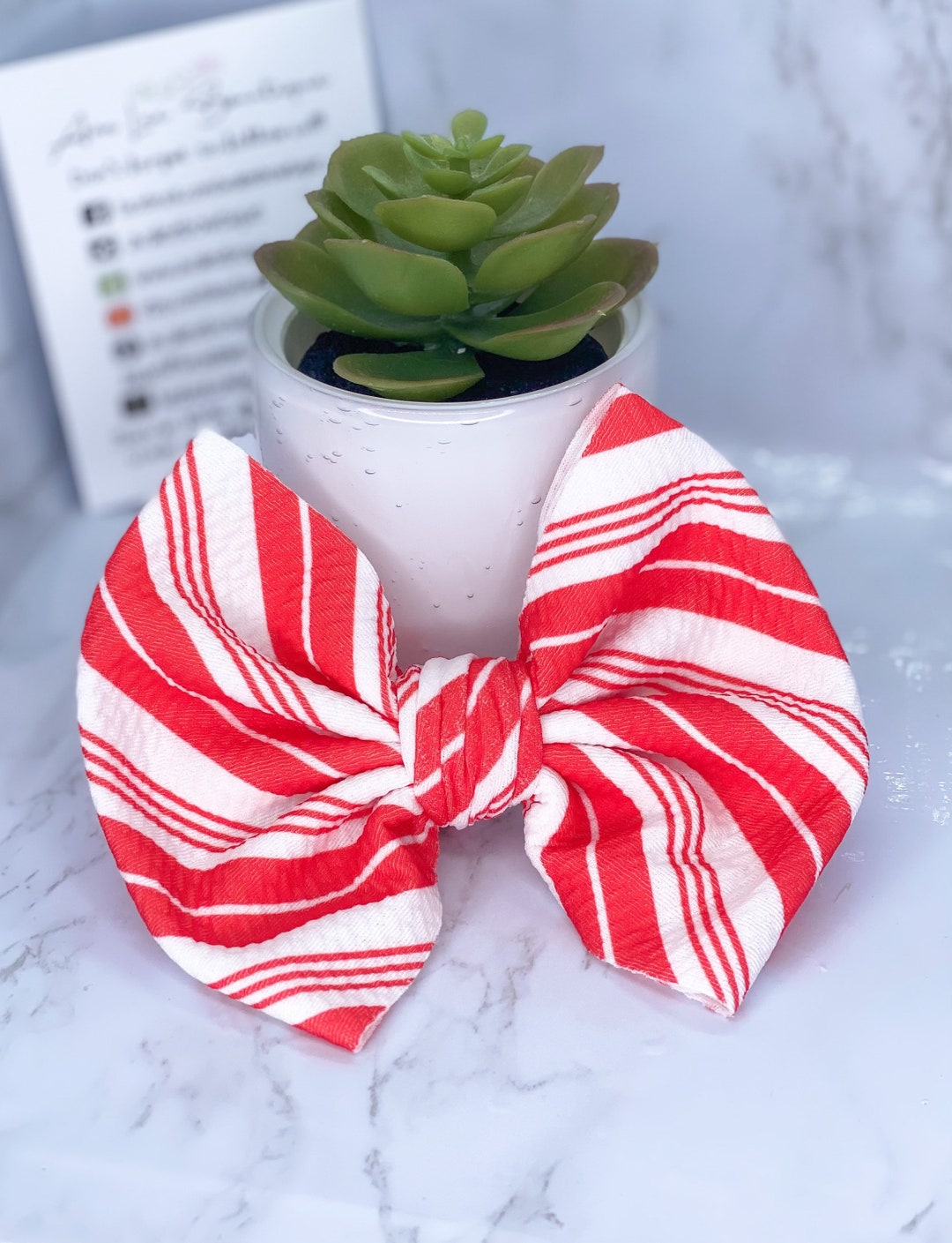 Peppermint Bow Christmas Liverpool Fabric Bow Christmas Bow Bullet ...