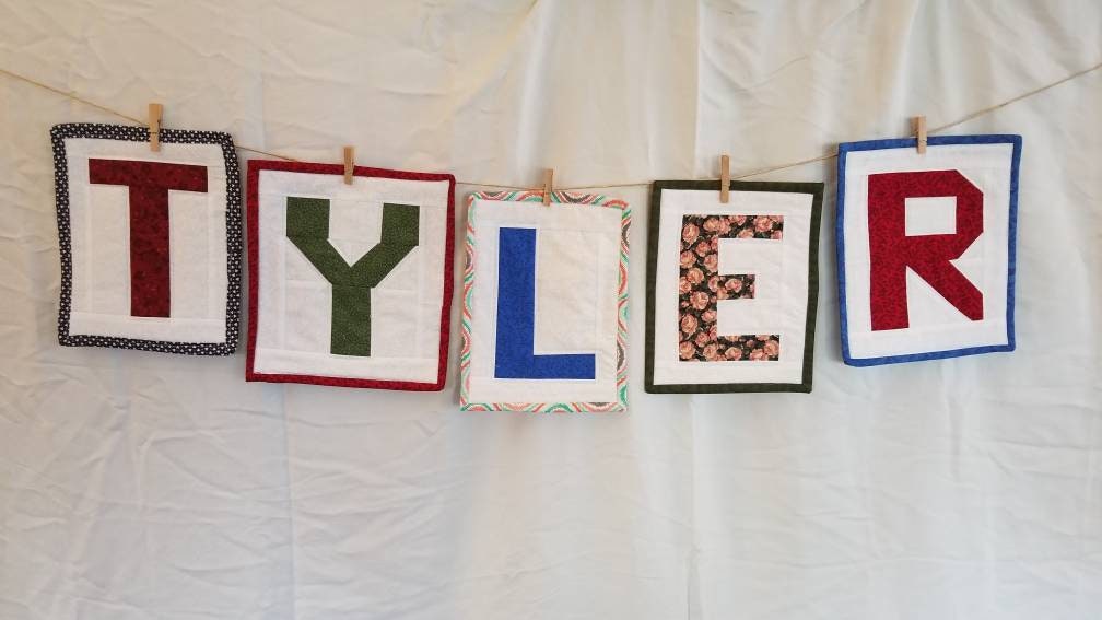 Quilted Alphabet Letter Banner, Nursery Decor, Fabric Initial - Etsy