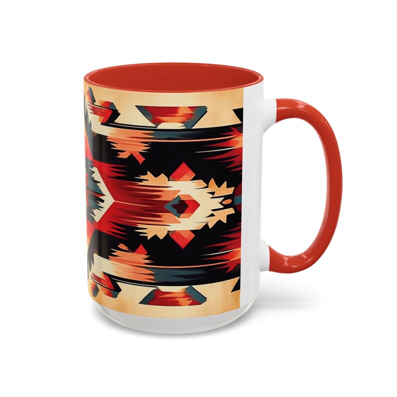 Navajo Art Coffee Mug - Native American Colors Ceramic Cup, Tribal ...