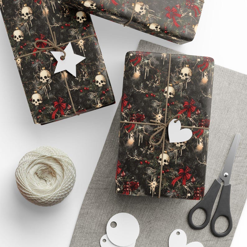 Wrapping Paper Roll Vintage Gothic Christmas Creepmas Halloween ...