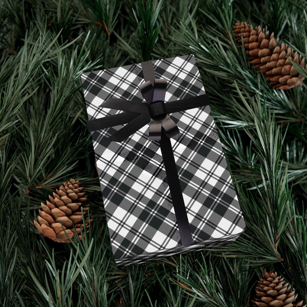 Wrapping Paper Black and White Plaid Christmas Wrapping Paper Roll Gift ...