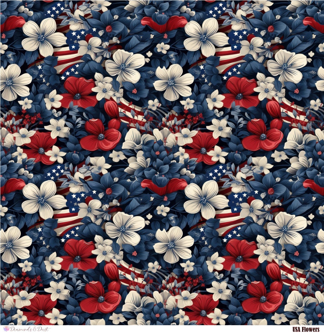 USA Flowers Patterned Vinyl - Etsy