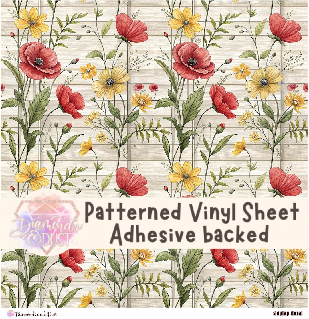 Shiplap Floral Patterned Vinyl - Etsy