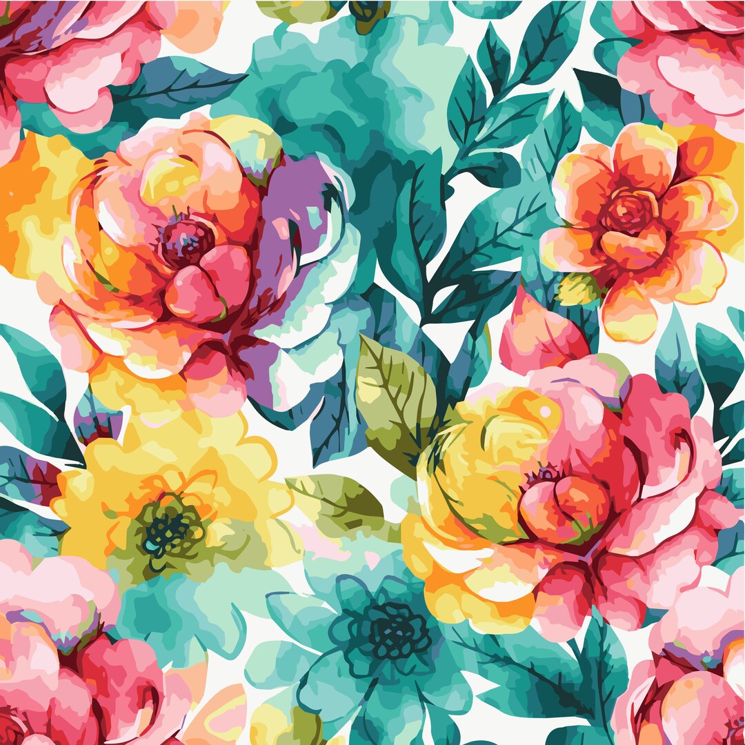 Bright Floral Patterned Vinyl - Etsy