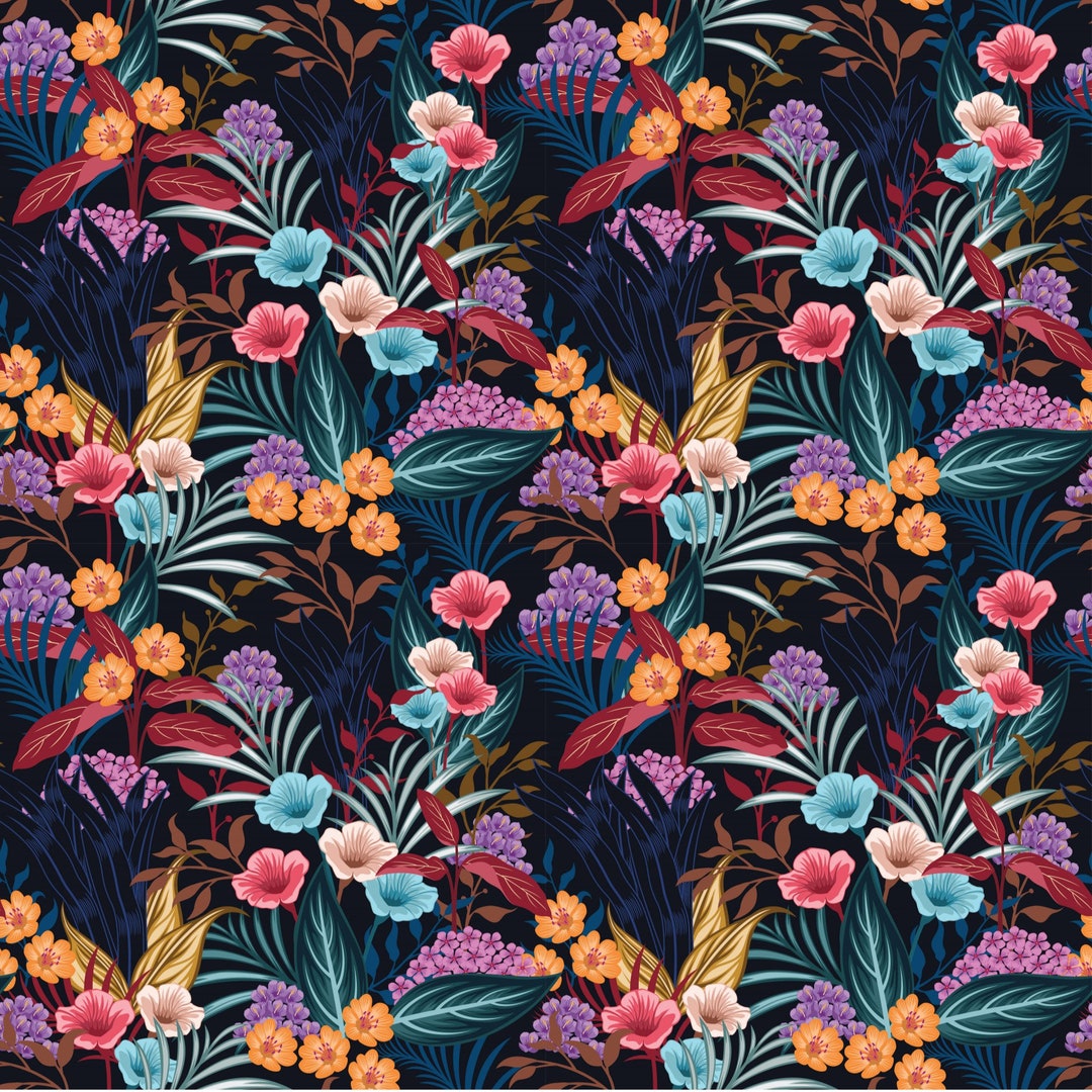 Tropical Floral Patterned Vinyl - Etsy