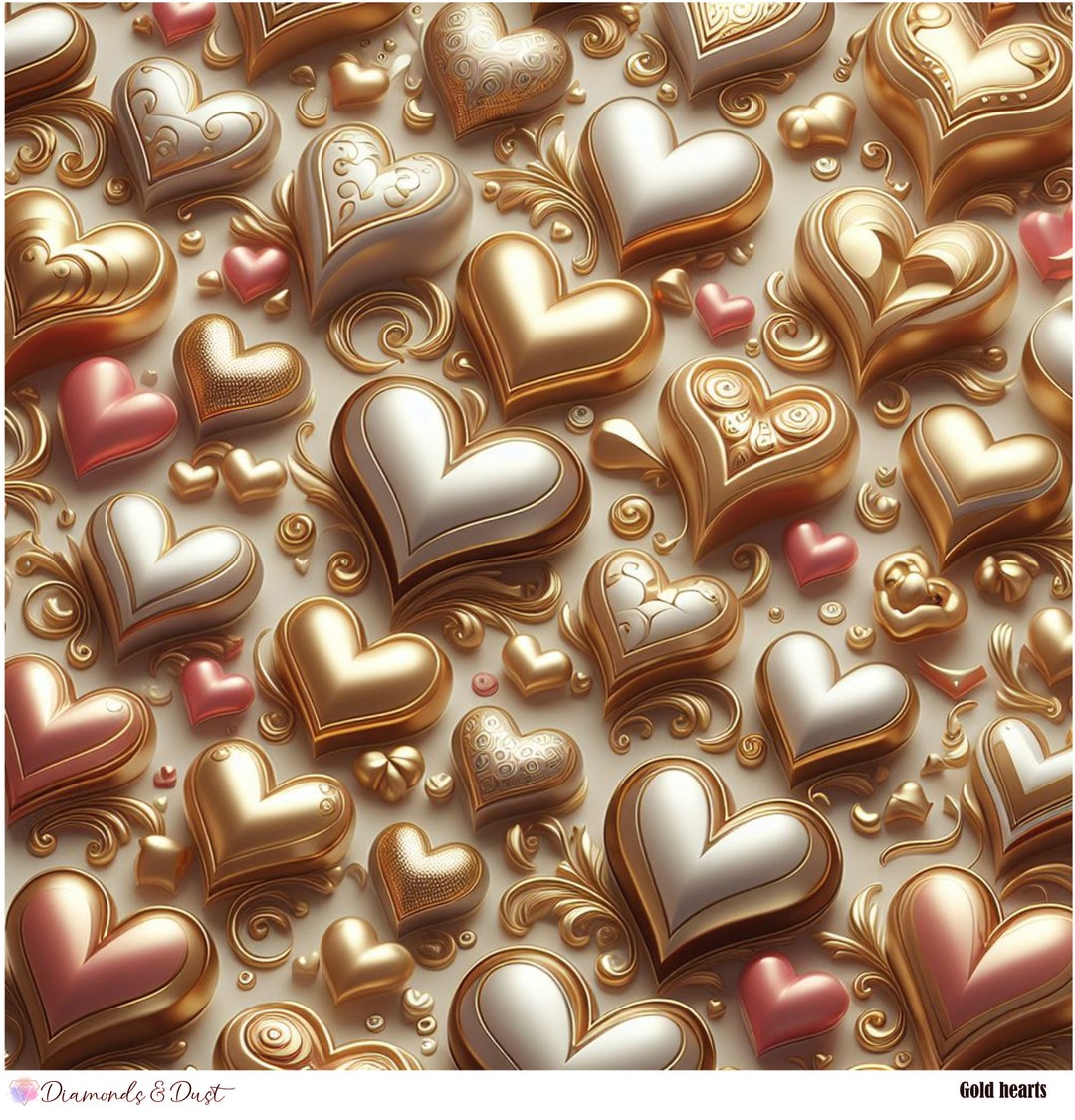 Gold Hearts Patterned Vinyl - Etsy