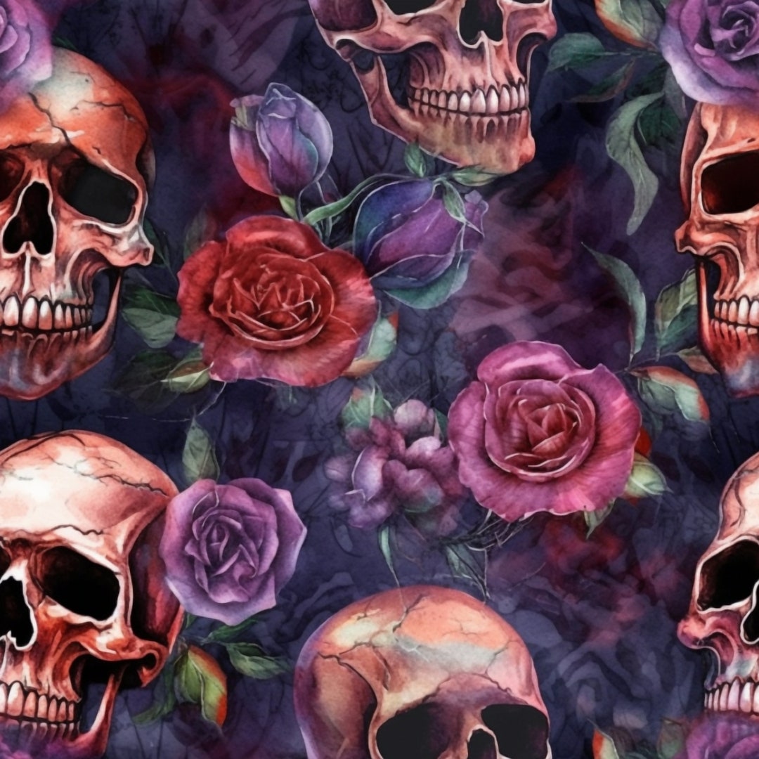 Rose Skulls Patterned Vinyl - Etsy