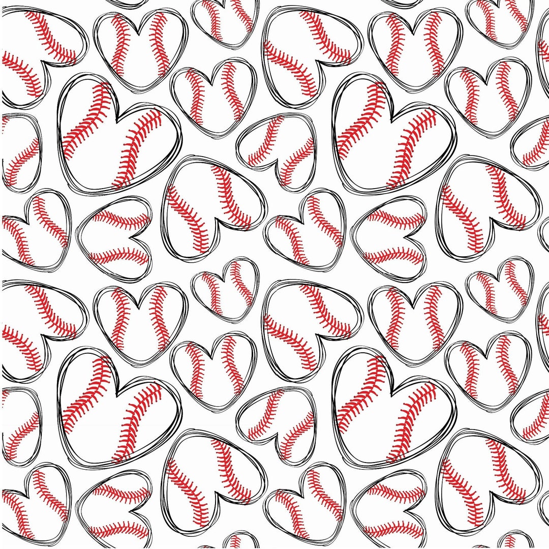Baseball Hearts White Patterned Vinyl - Etsy