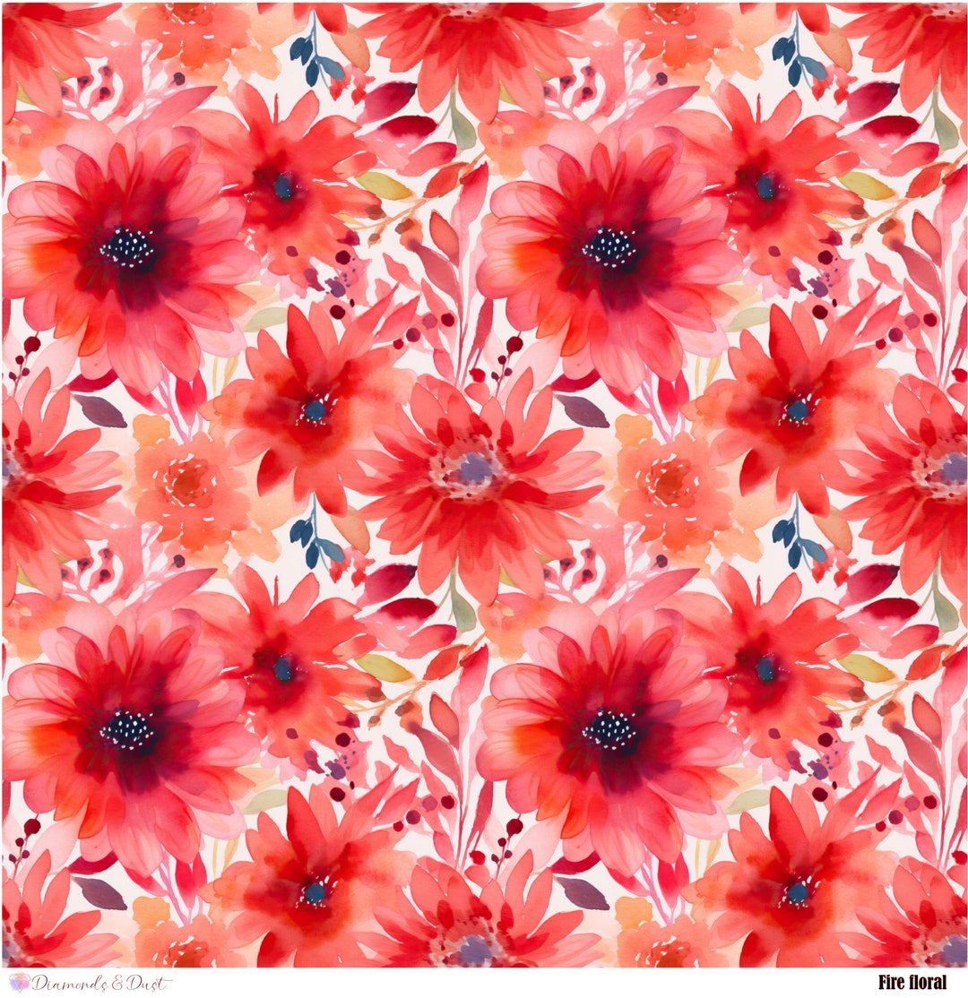 Fire Floral Patterned Vinyl - Etsy